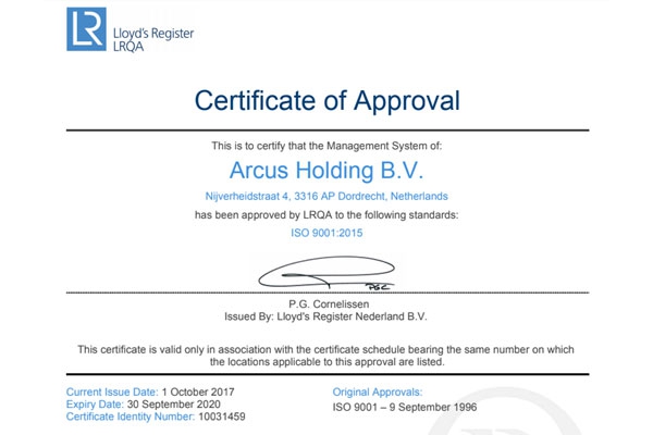 Verlenging ISO-certificaat van Arcus | Maintenance Magazine